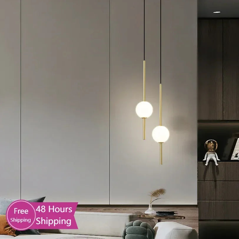 Long Led Pendant Light Bedroom Hotel Decoration Hanging Lamp Bedside B ...