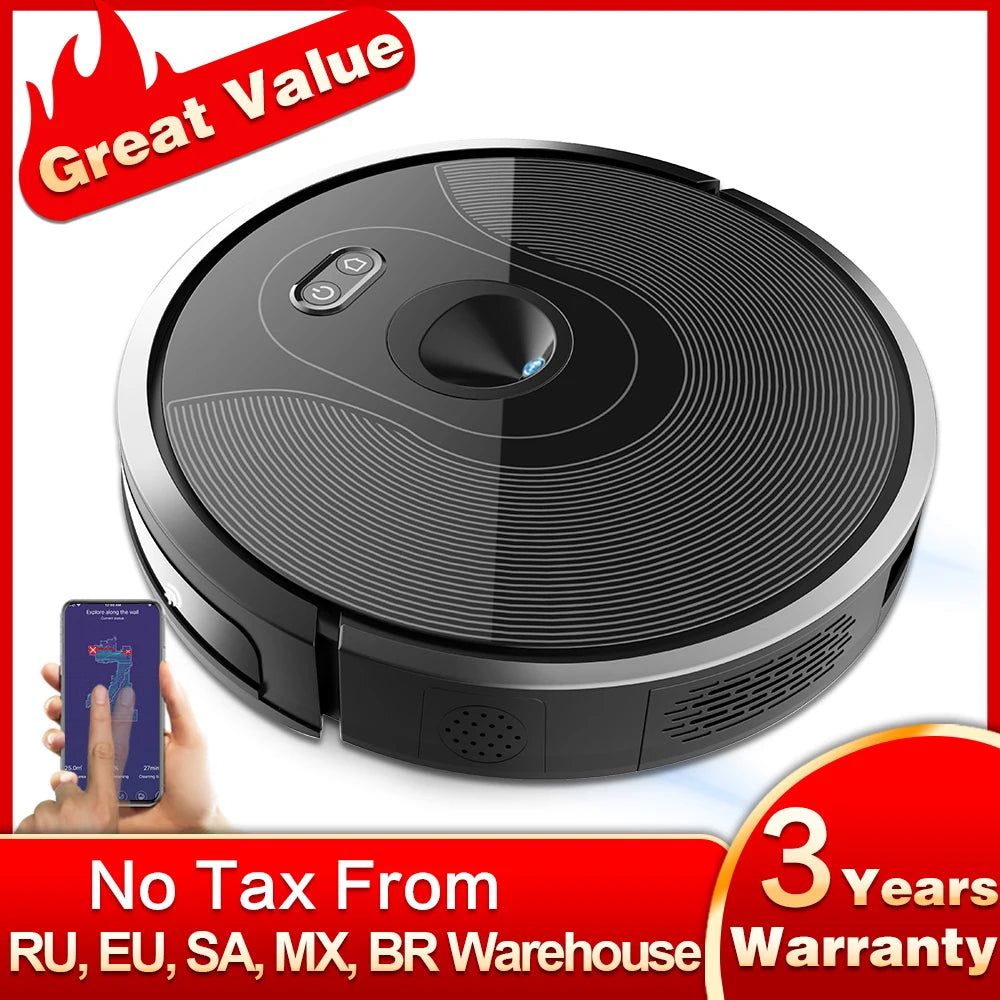 ABIR Robot Vacuum Cleaner X6,Triple Navigation,Wifi App,Map Display,Re ...