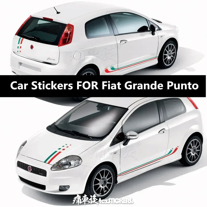 New Custom Car Stickers FOR Fiat Grande Punto Body Exterior Flag Patte ...