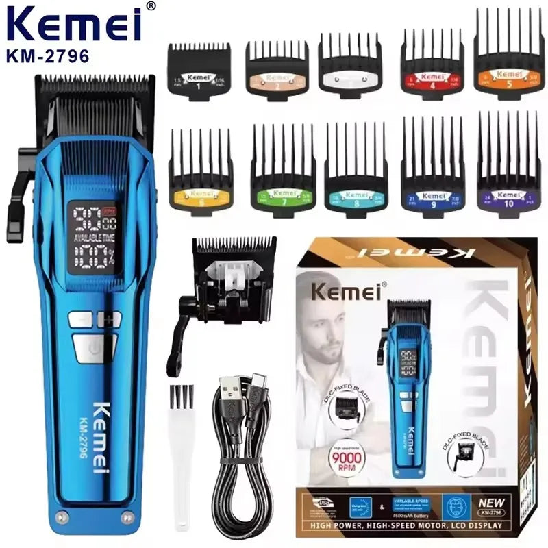 Kemei 2796 Barber Hair Clipper Professional 9000 RPM Motor Haircut Mac ...