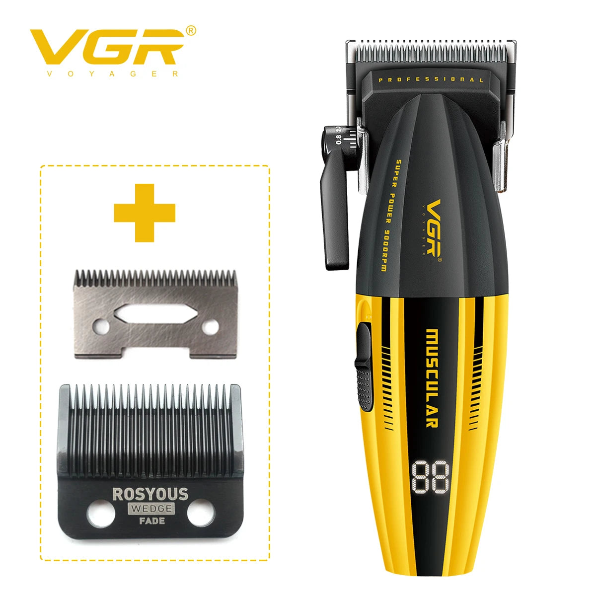 VGR Professional Clippers Adjustable Haircut Machine 9000RPM Hair Clip ...