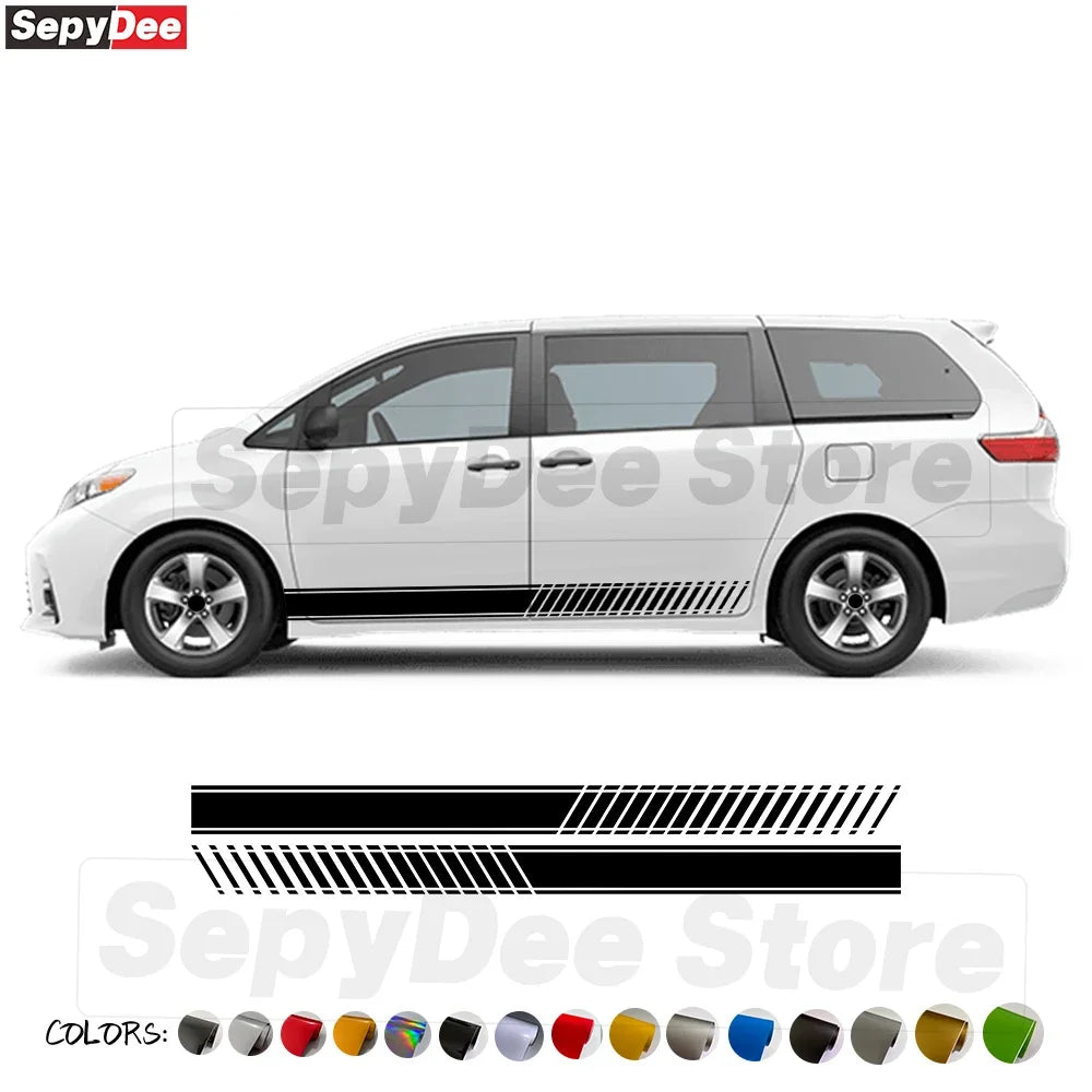 2Pcs for Toyota Sienna Car Door Side Skirt Stickers Racing Sport Auto ...