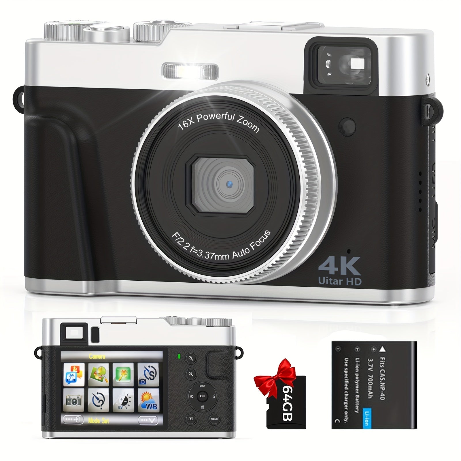 4K Digital Camera Autofocus Vlogging Camera HD 48MP With 2.8" Large Sc ...