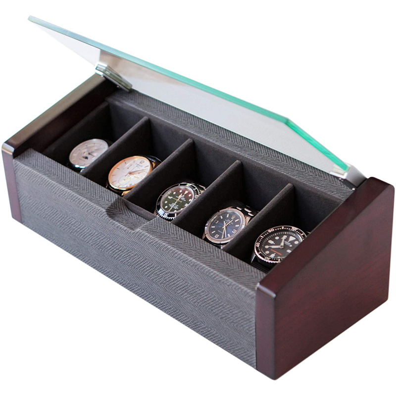 Premium Modern Luxury Watch Holder Display Box With Glass Top – Par-Masters