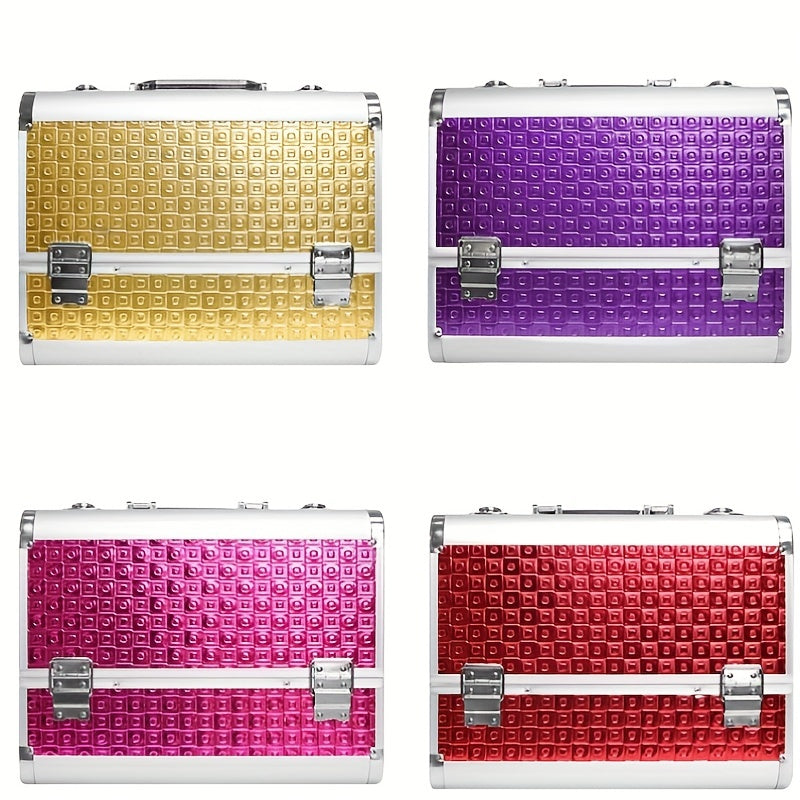 1pc Aluminum Alloy Makeup Box, Portable Large Capacity Cosmetics Stora ...