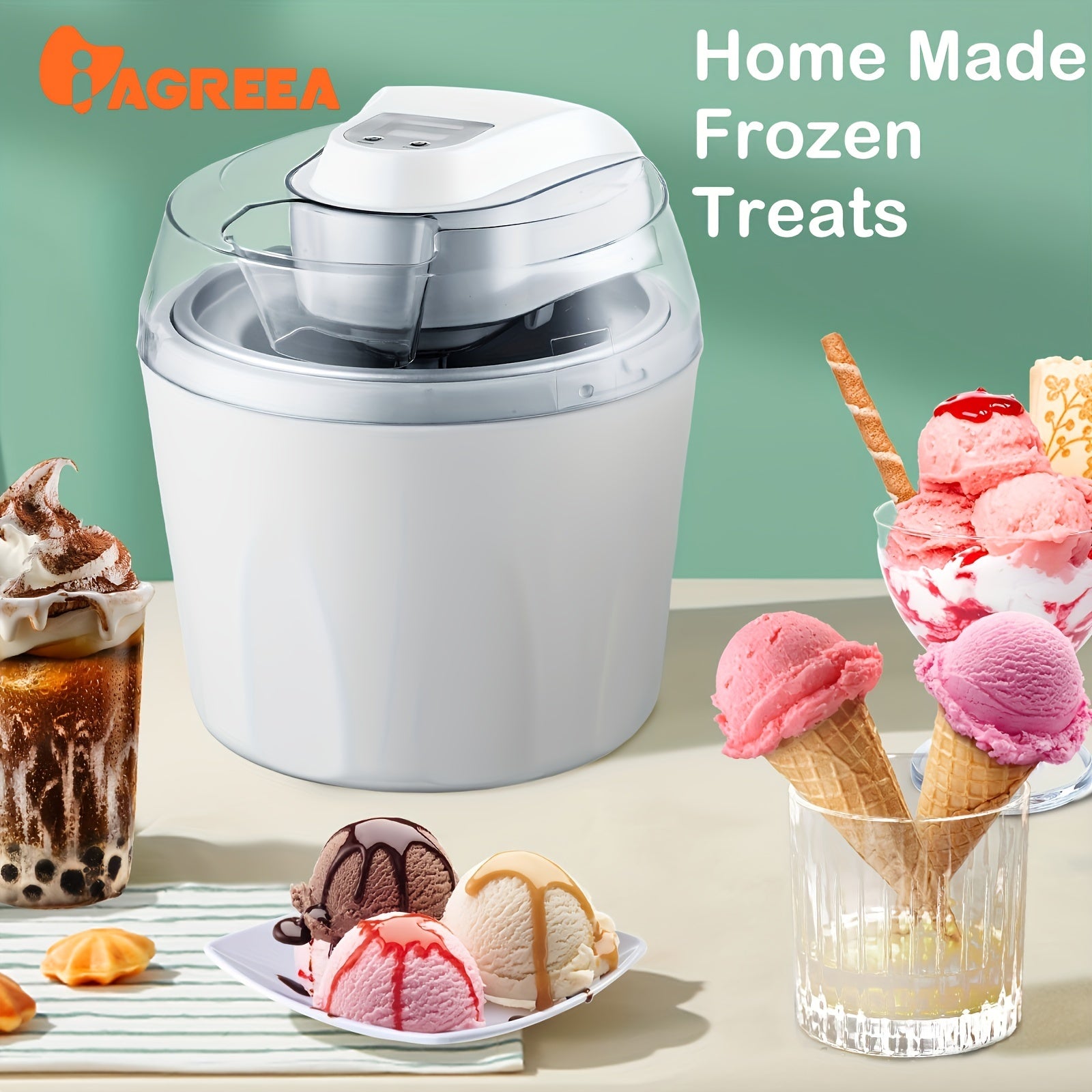 Ice Cream Machine 1.5L Electronic Version Homemade Ice Cream, Frozen Y ...