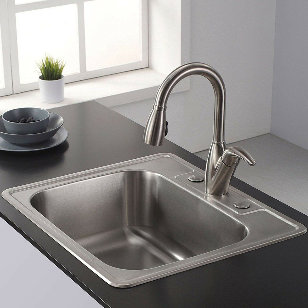 Single Bowl Stainless Steel Drop In Overmount Kitchen Sink – Par-Masters