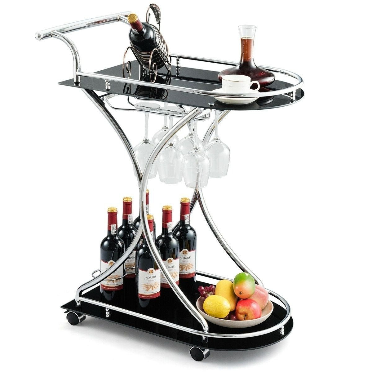 Modern Kitchen Bar Wine Serving Trolley Cart On Wheels – Par Masters
